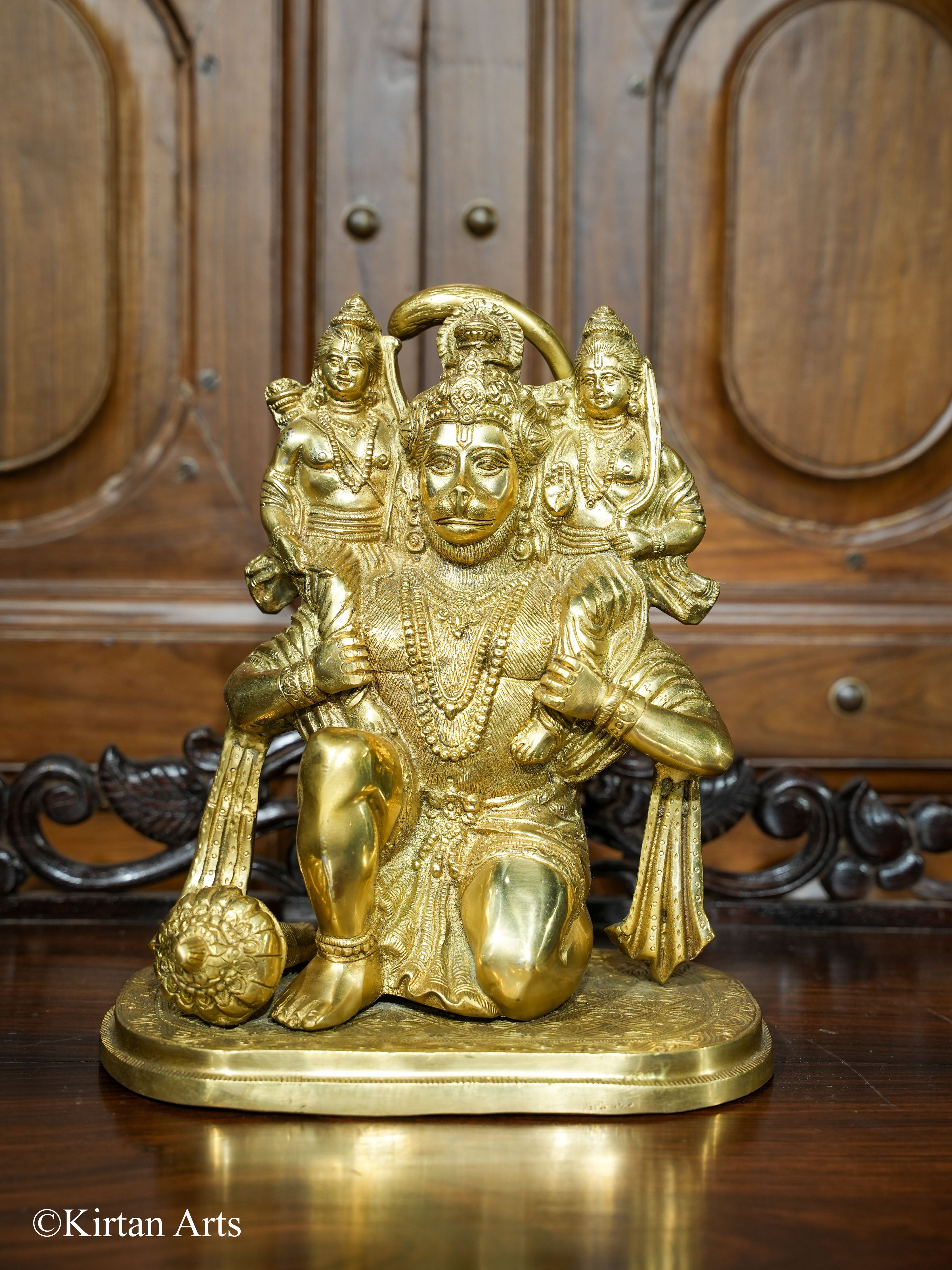 Lord Hanuman Ram Lakshman 12" Gold Color – Kirtan Arts