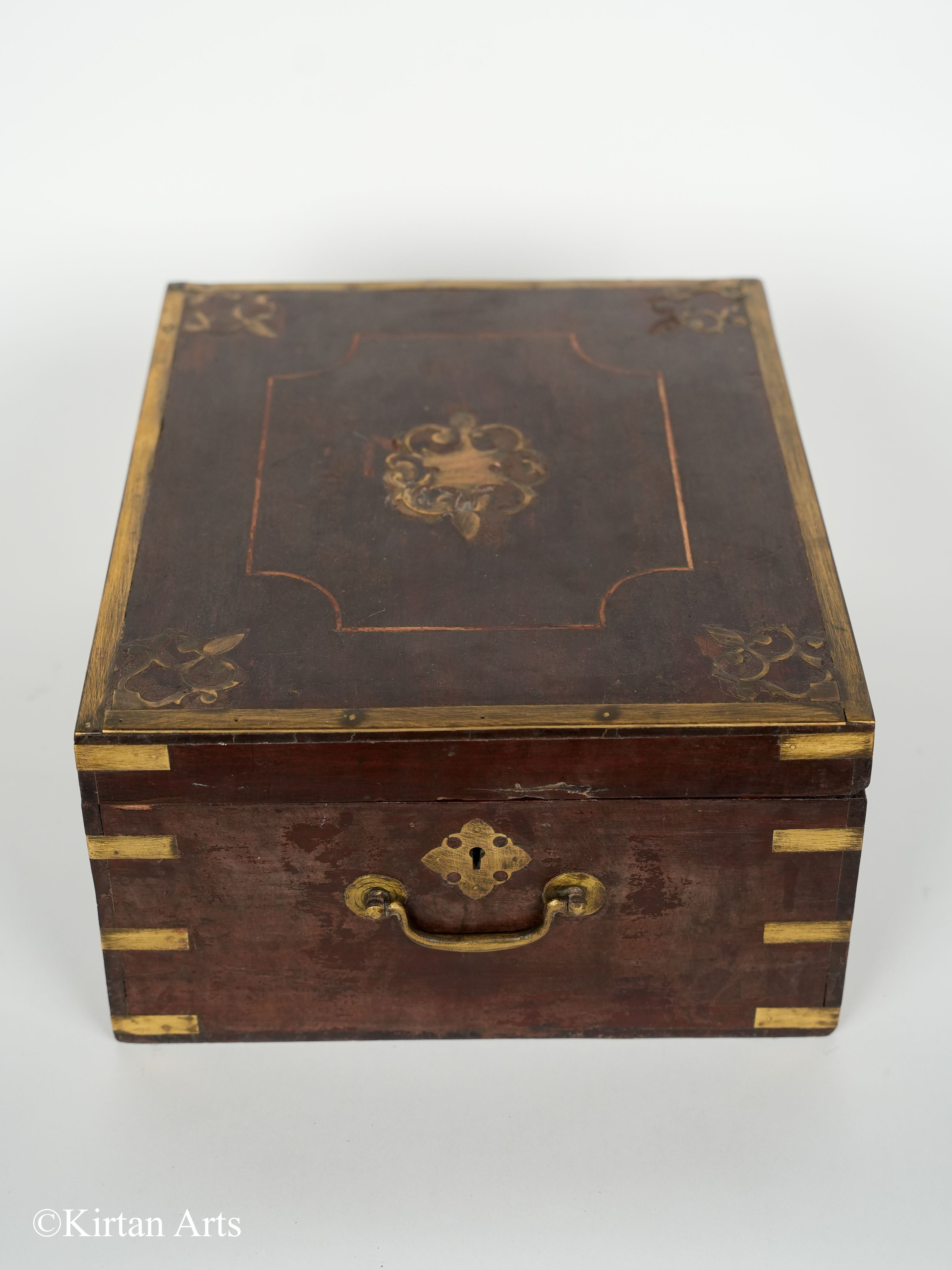 Antique Cash Box with brass work – Kirtan Arts