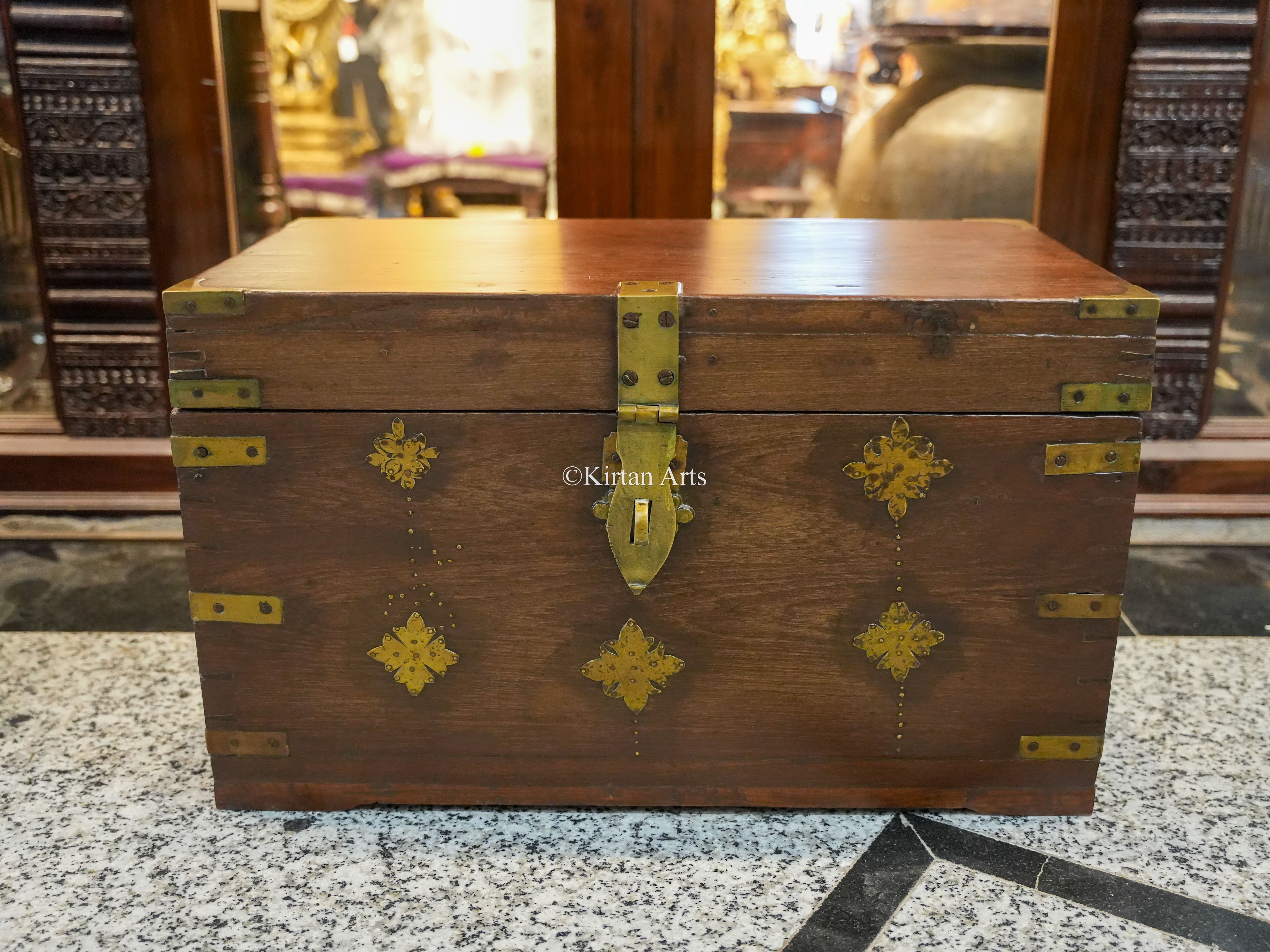 Brass Fitted Teakwood Chest 27.5" – Kirtan Arts